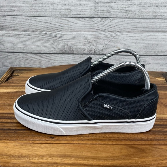 Vans | Shoes | Vans Classic Slip On Asher Perforated Black Leather ...